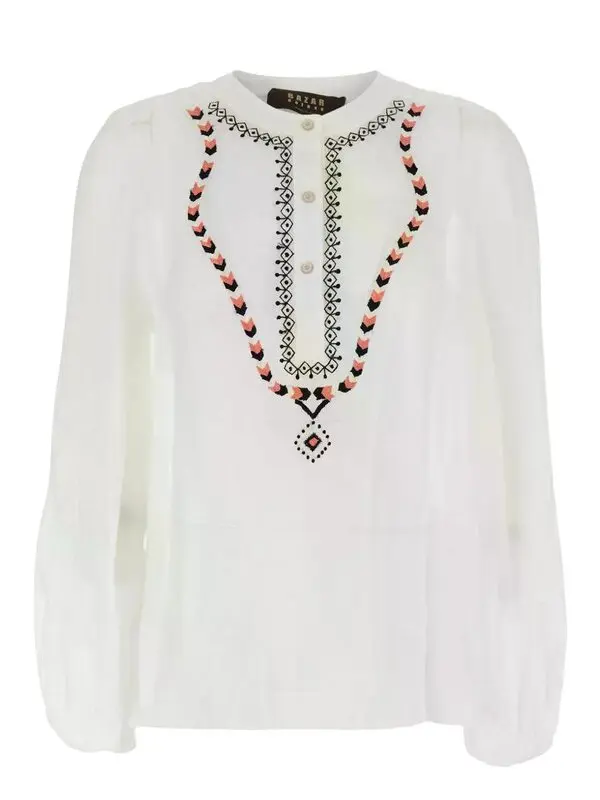 BAZAR DELUXE Embroidered Blouse - White