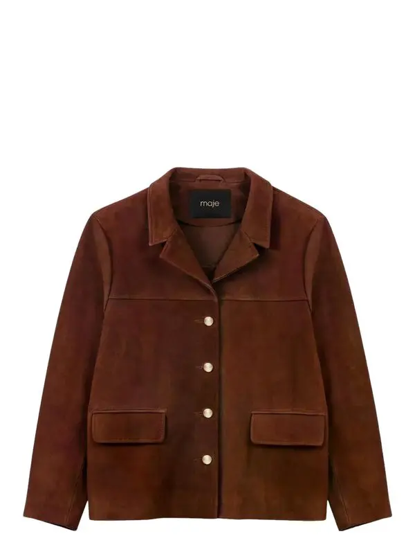 Maje Buttoned Leather Jacket - Brown