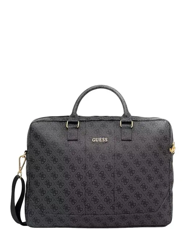 Guess Monogram Laptop Bag With Top Handle - Grey