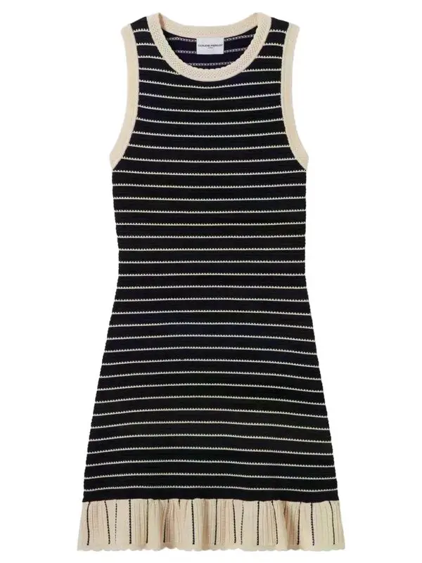 Claudie Pierlot Striped Trimmed Knit Dress - Blue