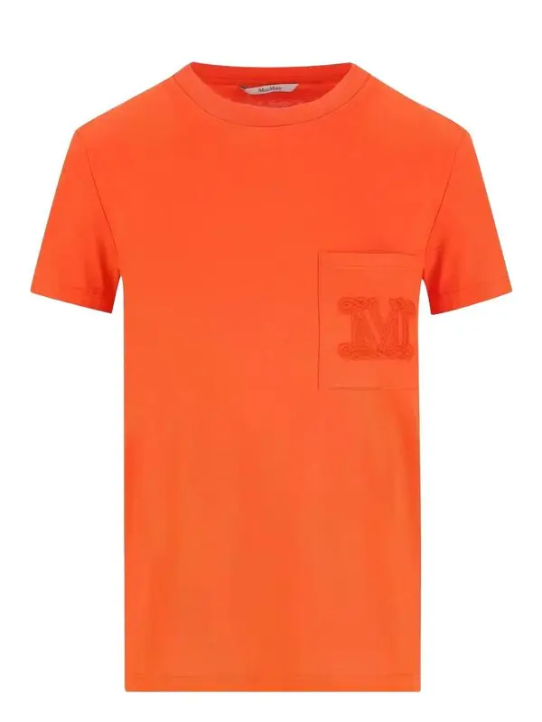 Max Mara Chest-pocket Embroidered Logo T-shirt - Orange