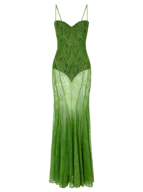 Elisabetta Franchi Floral-lace Maxi Dress - Green