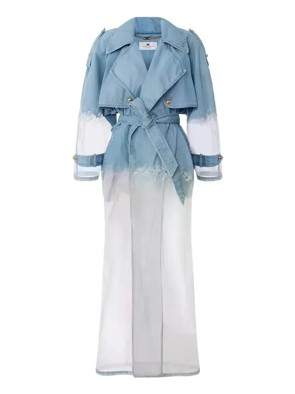 Elisabetta Franchi Denim And Organza Trench Coat - White