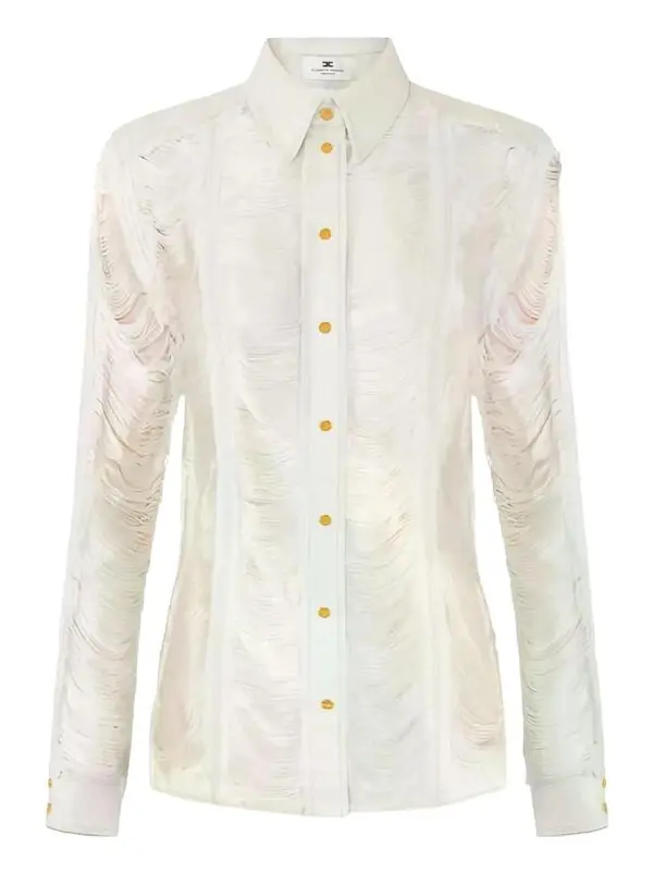 Elisabetta Franchi Distressed Fringed Shirt - Neutrals
