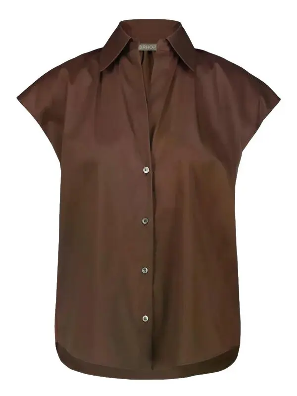 DRHOPE V-neck Button-down Top - Brown