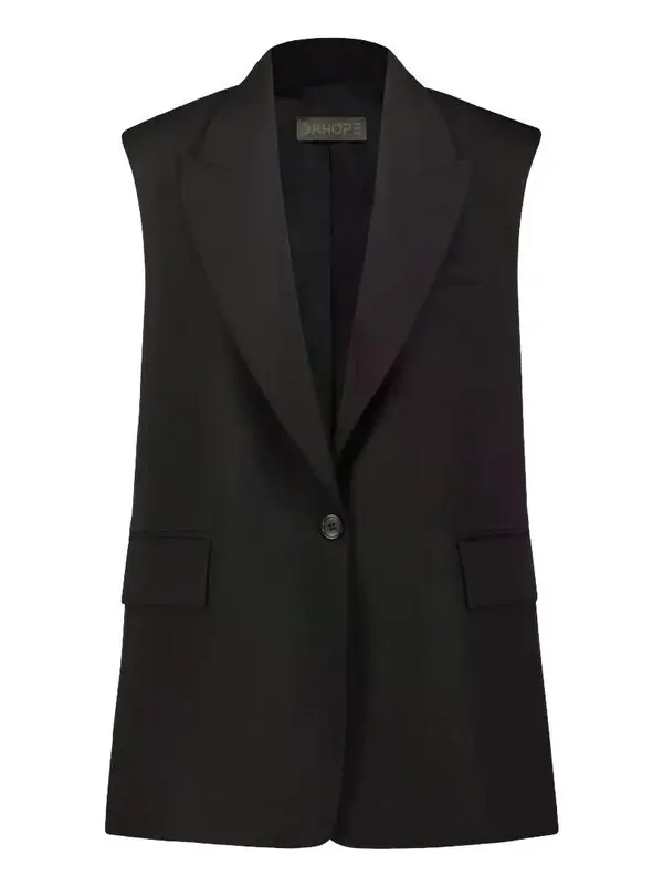 DRHOPE Shawl-collar Sleeveless Blazer Vest - Black