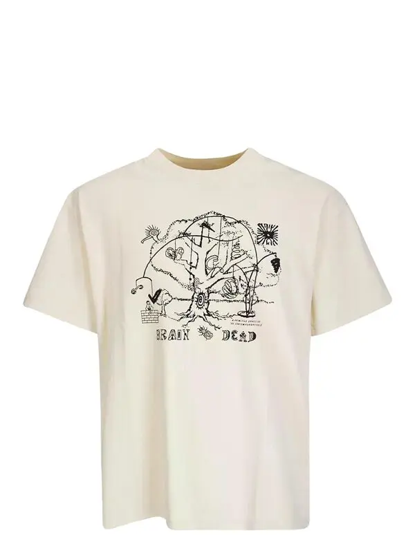 BRAIN DEAD Oracle Graphic-print T-shirt - Neutrals
