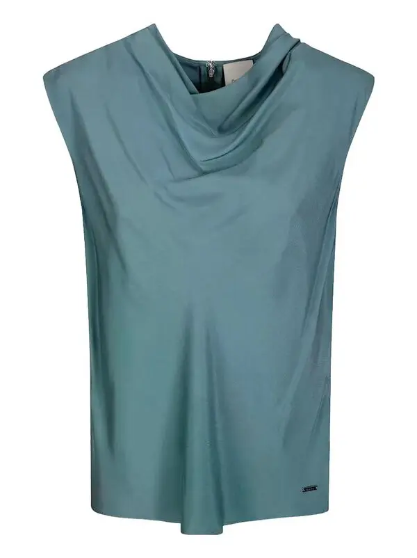 Calvin Klein Cowl-neck Twill Tank Top - Blue