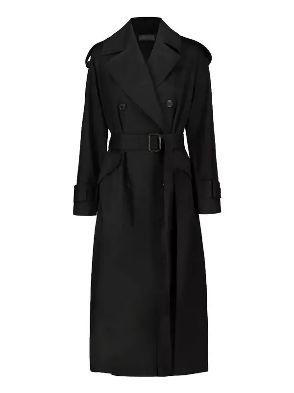DRHOPE Belted Double-breasted Trench Coat - Black