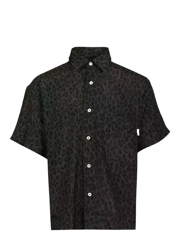 AMISH Leopard-print Short-sleeve Shirt - Green