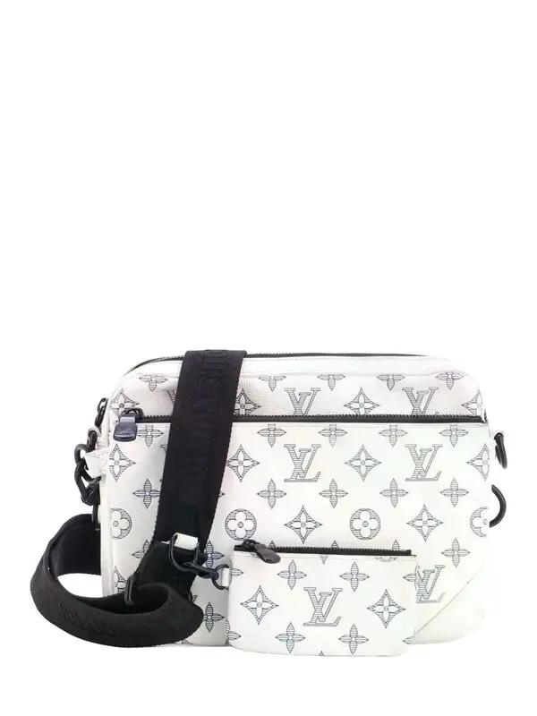 LOUIS VUITTON Trio Messenger Bag Monogram Shadow Leather - White