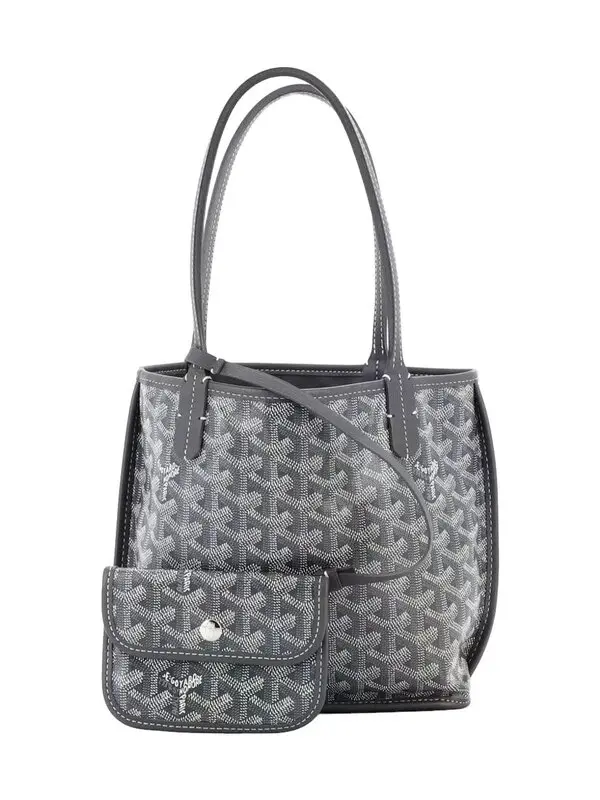 Goyard Anjou Reversible Mini Tote Coated Canvas Satchel - Grey