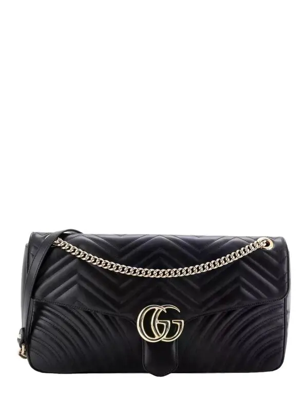 Gucci Gg Marmont Flap Maxi Shoulder Bag - Black