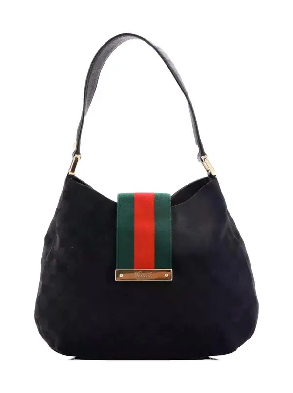 Gucci Web Gg Canvas Medium Hobo Bag - Black