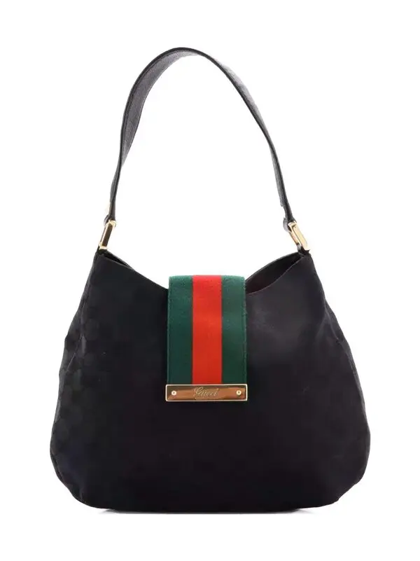 Gucci Web Gg Canvas Medium Hobo Bag - Black
