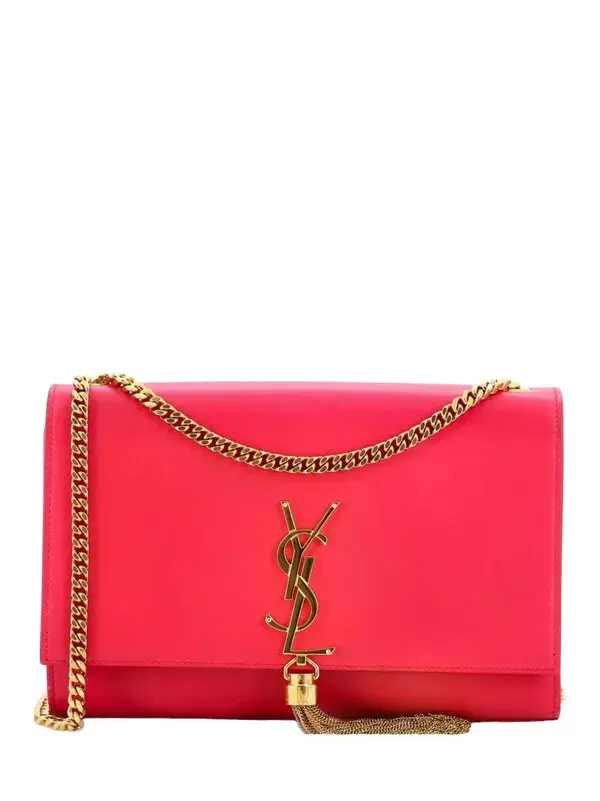 Saint Laurent Classic Monogram Tassel Leather Medium Crossbody Bag - Pink