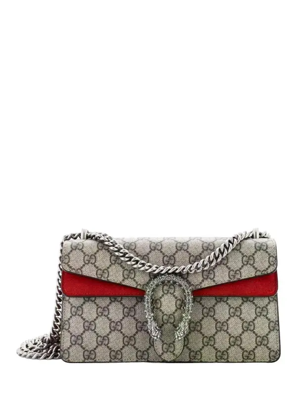 Gucci Dionysus Small Shoulder Bag Gg Coated Canvas With Crystal Embellished Metal - Brown