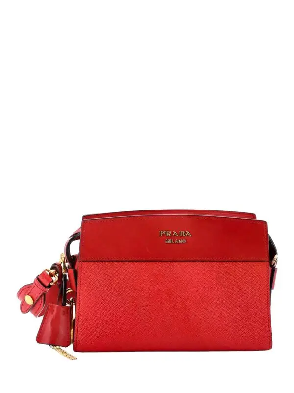 Prada Esplanade Saffiano And City Calf Small Crossbody Bag - Red
