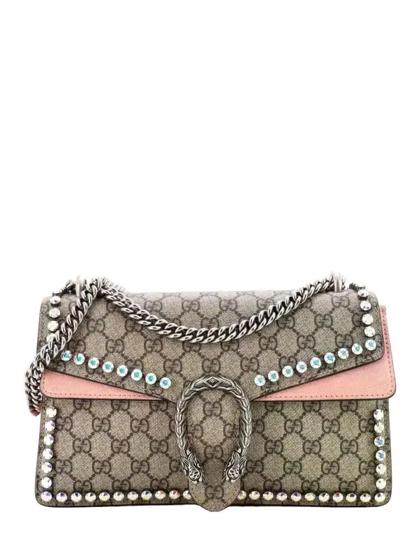 Gucci Dionysus Small Shoulder Bag Embellished Gg Coated Canvas - Brown