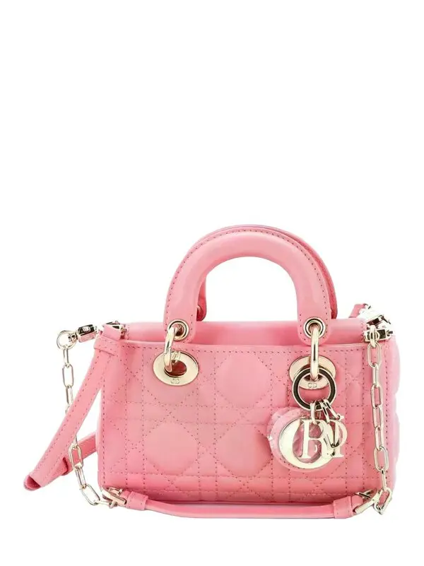 Dior Lady D-joy Bag Cannage Quilt Lambskin Micro Satchel - Pink