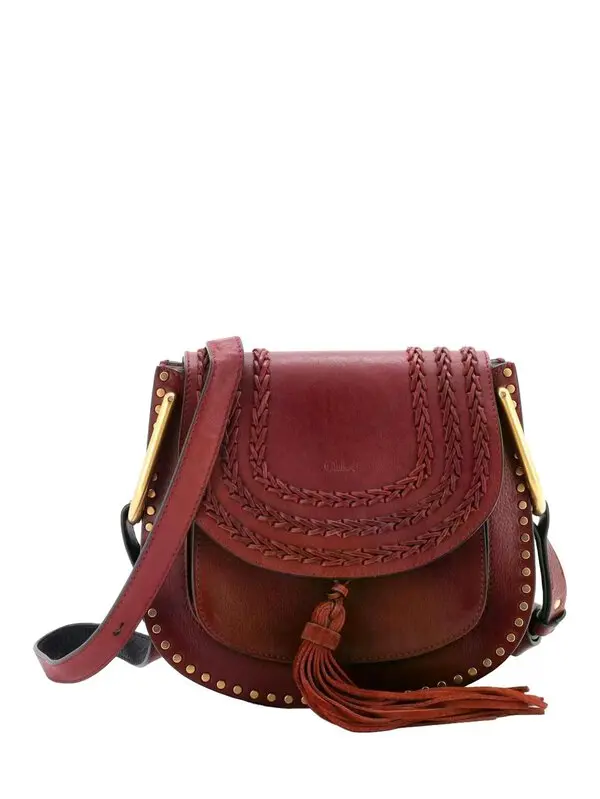 Chloé Hudson Handbag Whipstitch Leather Medium Crossbody Bag - Red