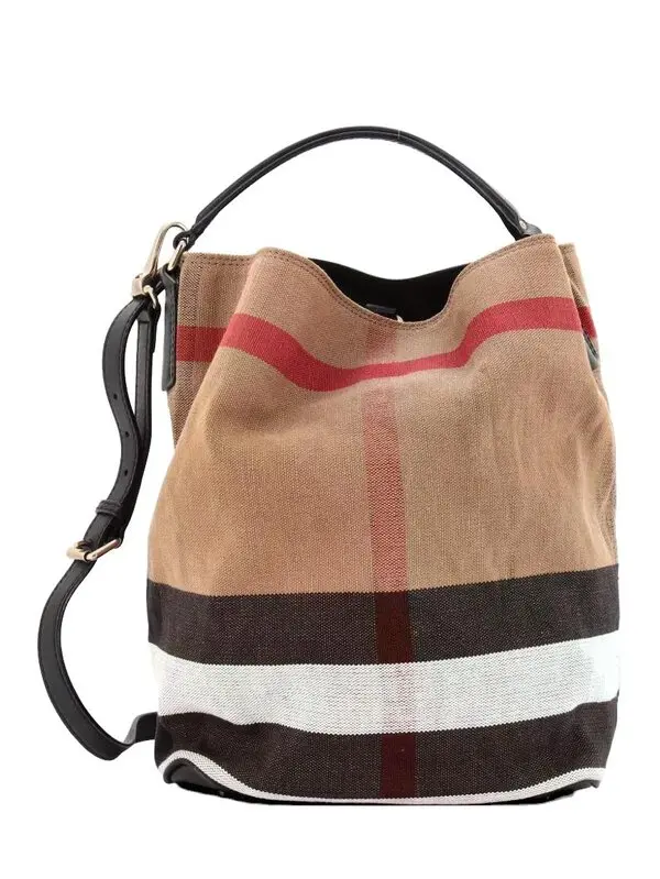 Burberry Ashby House Check Canvas Medium Bucket Bag - Brown