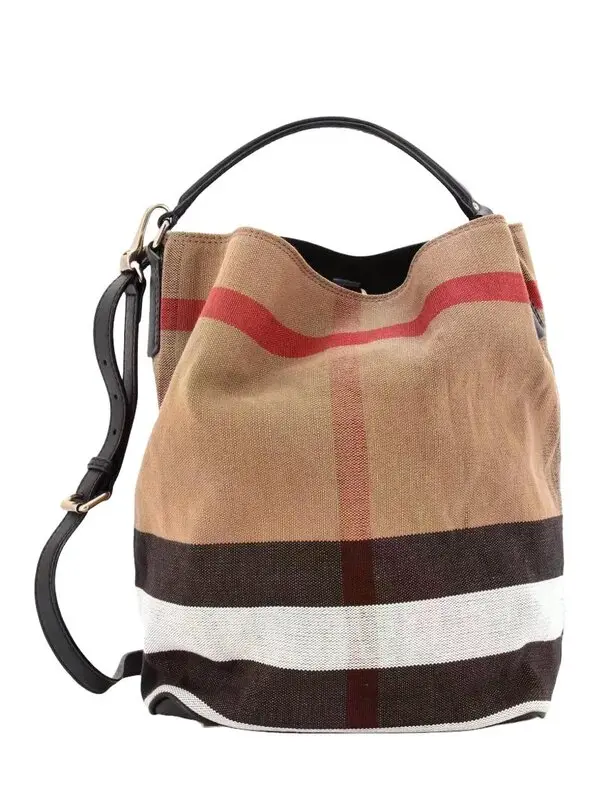 Burberry Ashby House Check Canvas Medium Bucket Bag - Brown