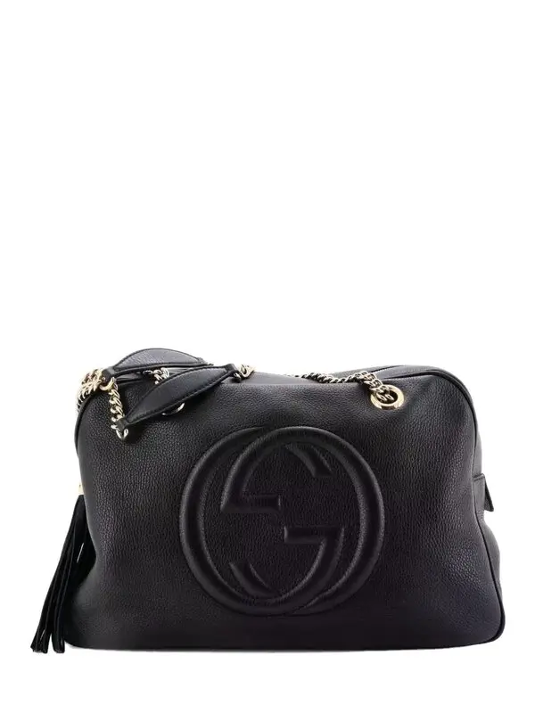 Gucci Soho Chain Zip Leather Shoulder Bag - Black