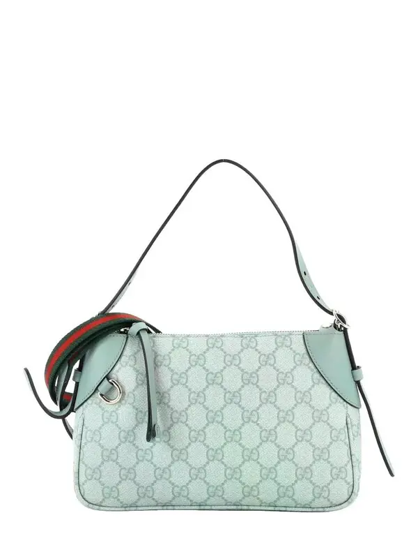Gucci Emblem Gg Coated Canvas And Leather Small Shoulder Bag - Green