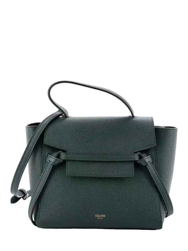 Celine Belt Bag Textured Leather Nano Shoulder Bag - Green