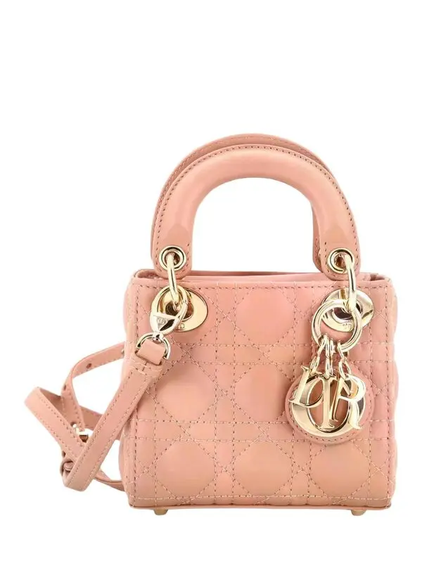 Dior Lady Micro Shoulder Bag Cannage Quilt Lambskin - Neutrals