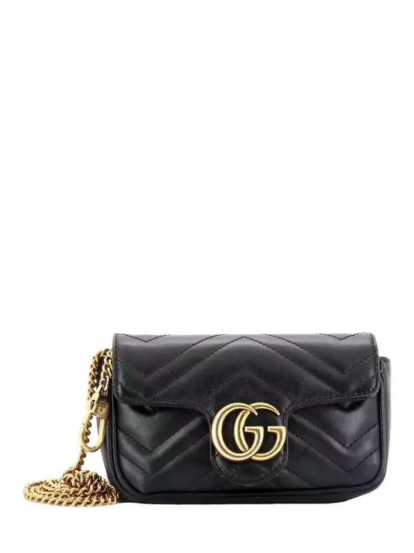 Gucci Gg Marmont Flap Super Mini Crossbody Bag - Black
