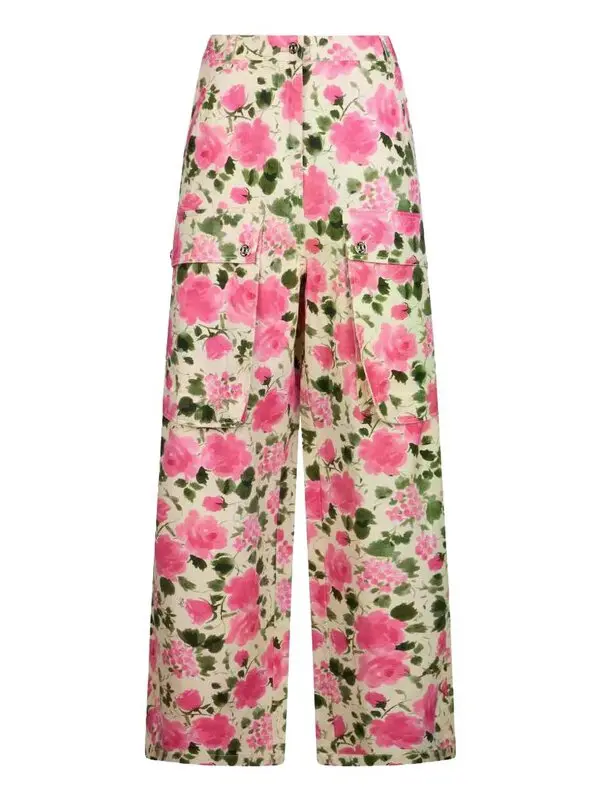 Liu Jo Floral-print Cargo Pants - Neutrals