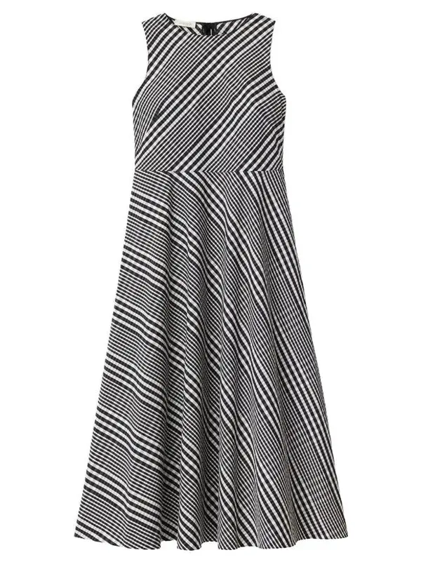 Lafayette 148 New York Grid-plaid Midi Dress - Black