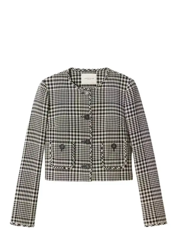 Lafayette 148 New York Plaid Cotton Jacket - White