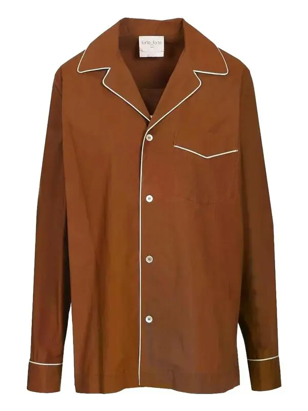 FORTE_FORTE Piping-trim Shirt - Brown