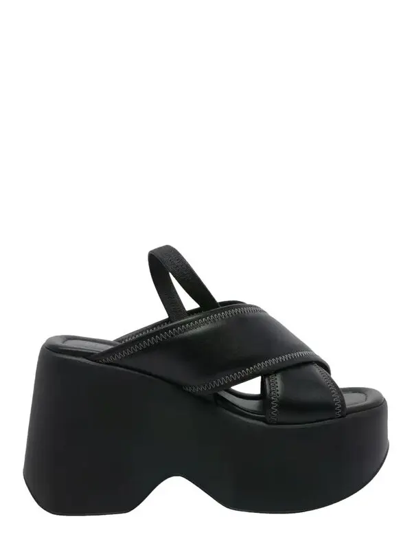 VIC MATIE Crossover Plateau Sandals - Black