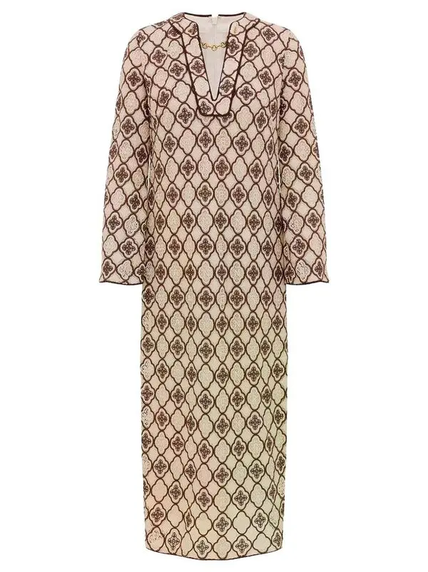 Zimmermann Chain Embroidered Midi Dress - Neutrals