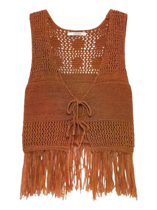 Malìparmi Fringed Top - Brown