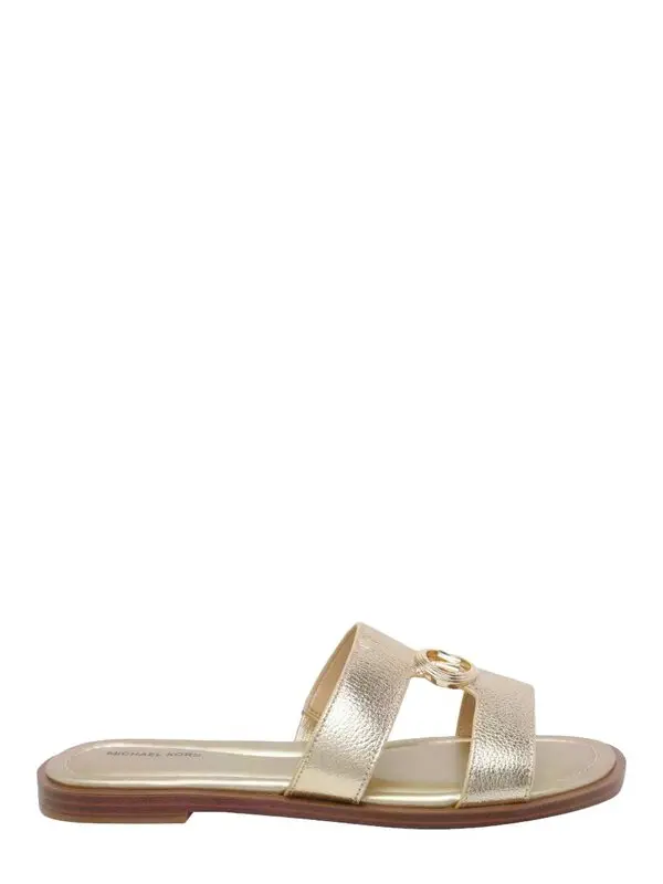Michael Kors Erin Logo-plaque Leather Sandals - Gold