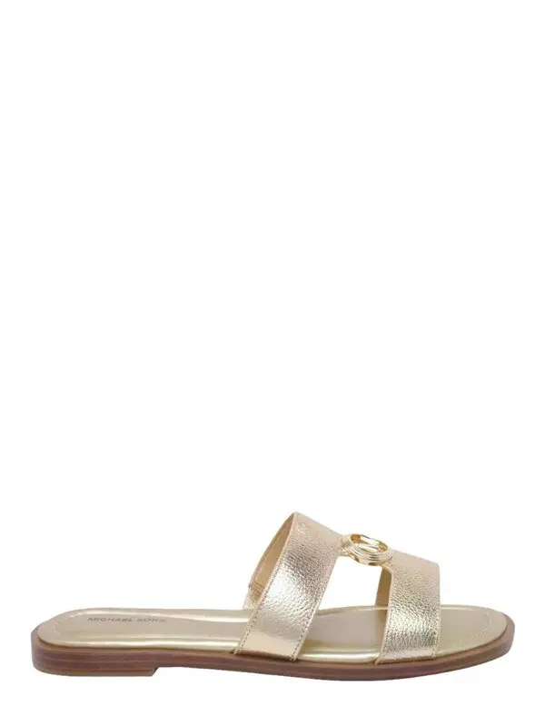 Michael Kors Erin Logo-plaque Leather Sandals - Gold