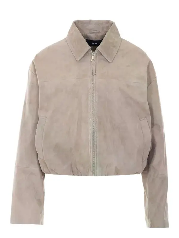 ARMA Loua Suede Bomber Jacket - Neutrals