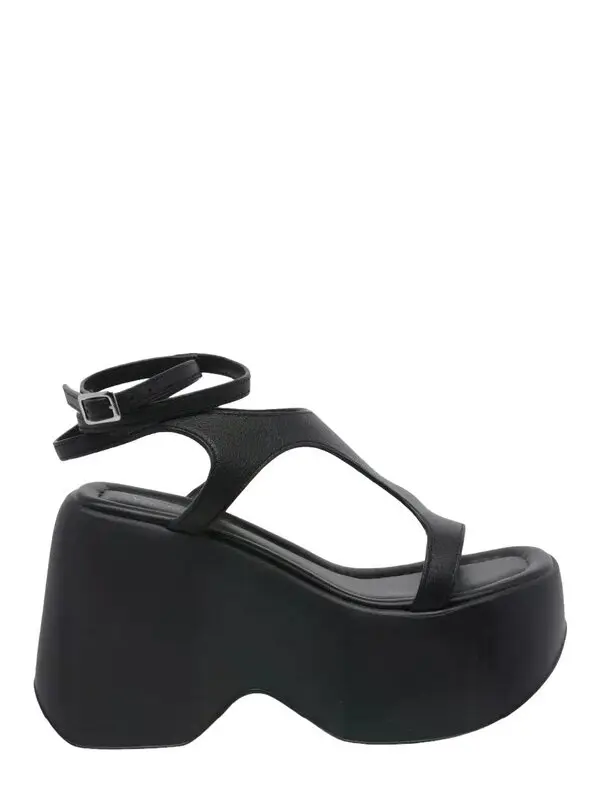 VIC MATIE Buckle Leather Sandals - Black