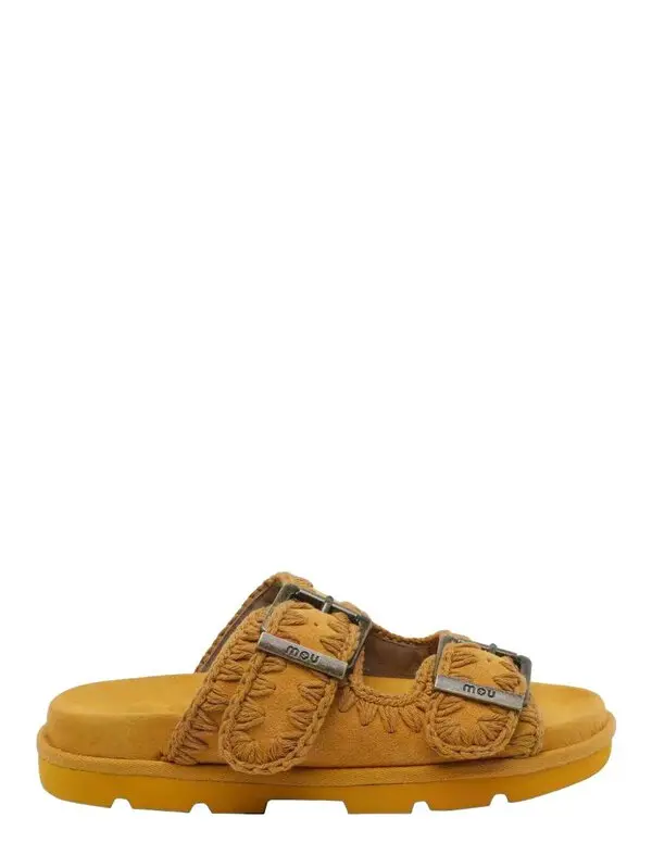 Mou Buckles Bio Suede Sandals - Yellow