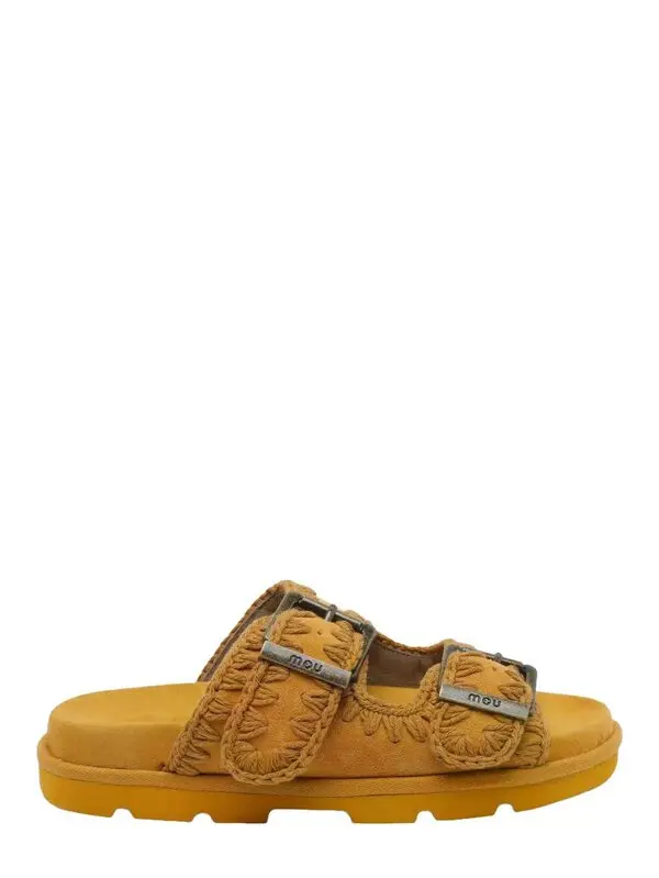 Mou Buckles Bio Suede Sandals - Yellow