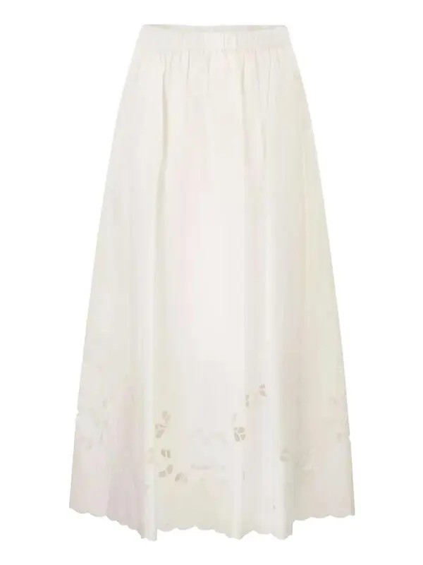 Max Mara Caravan Embroidered Midi Skirt - White