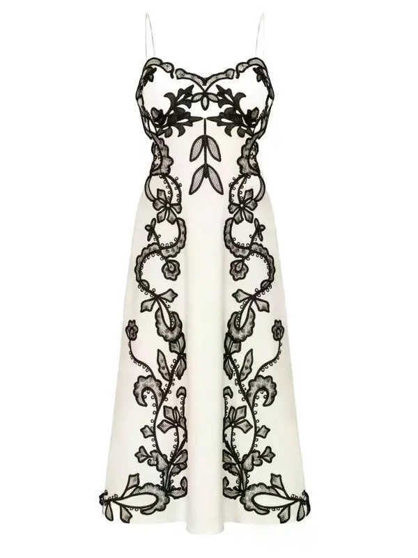 Ulla Johnson Miray Cami Embroidered Midi Dress - White