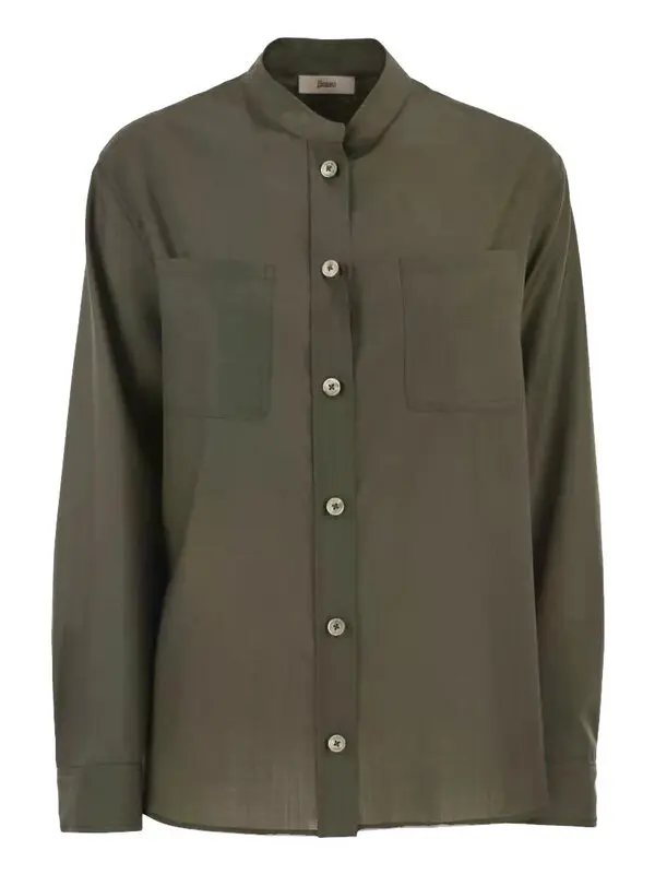 Herno Chest-pocket Mandarin-collar Shirt - Green