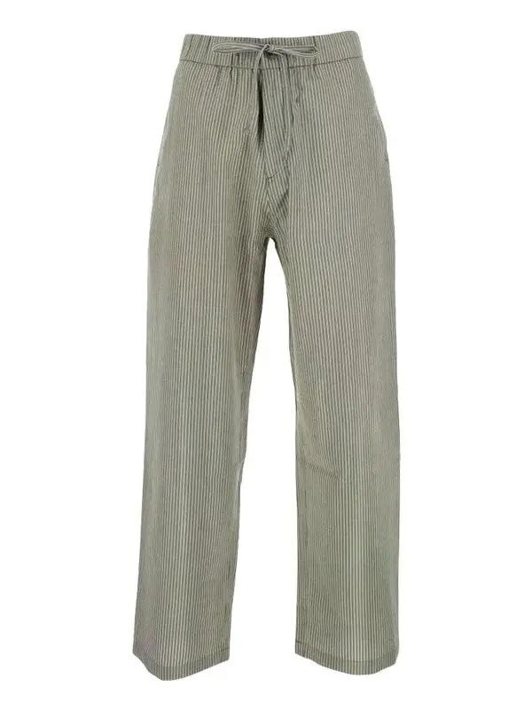 COOR Striped Drawstring Trousers - Green