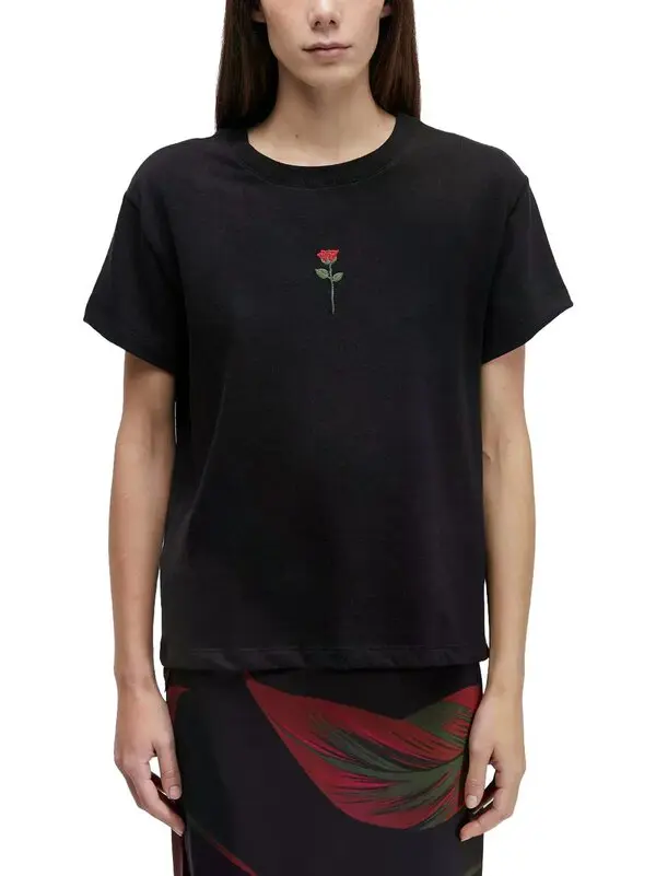 OSKLEN Embroidered-rose T-shirt - Black